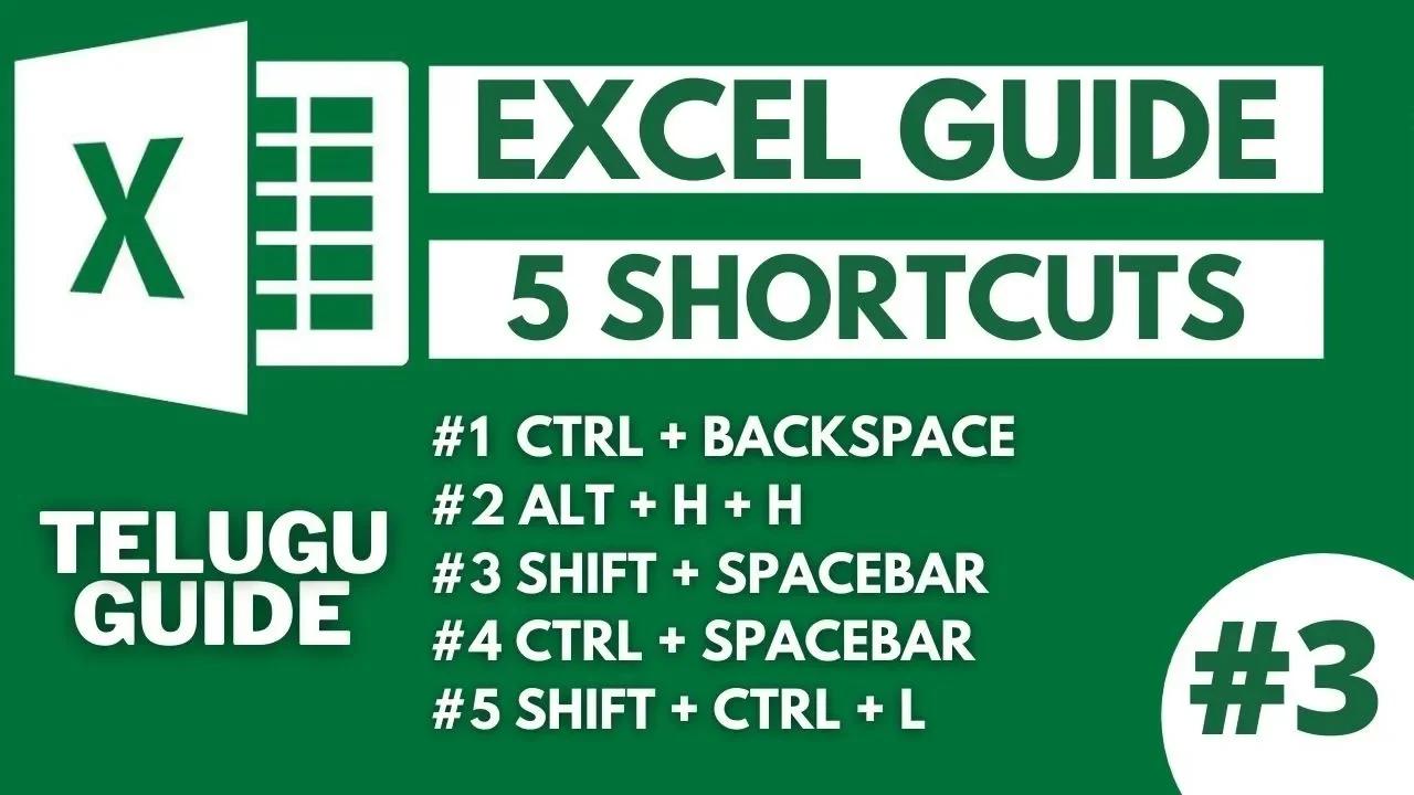 5 Best Excel Shortcuts | MS Excel Shortcuts And Tricks In Telugu Part - 3