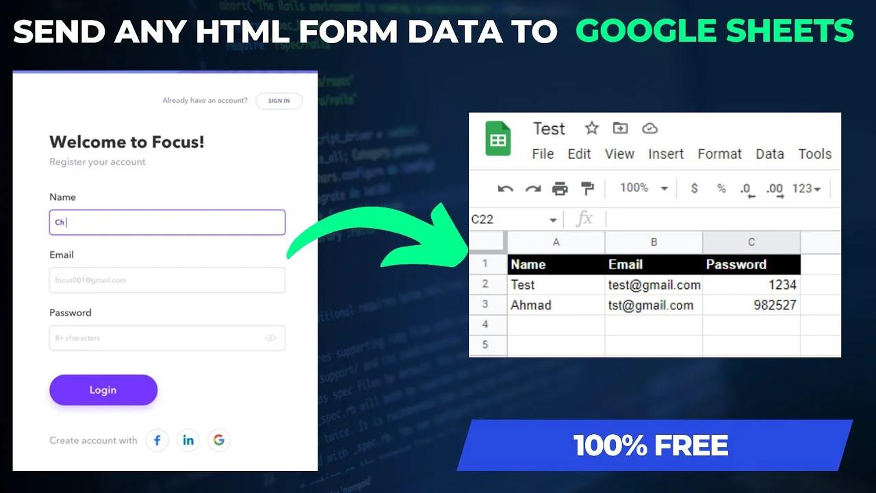 How To Transfer Any Html Form Data To Google Sheets || 100% Free || Work On LocalHost