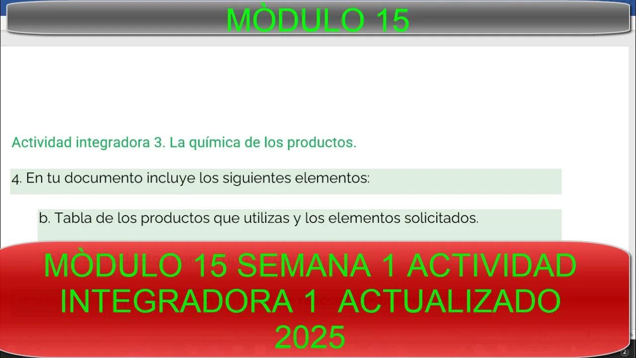 MÒDULO 15 SEMANA 1 ACTIVIDAD INTEGRADORA 1