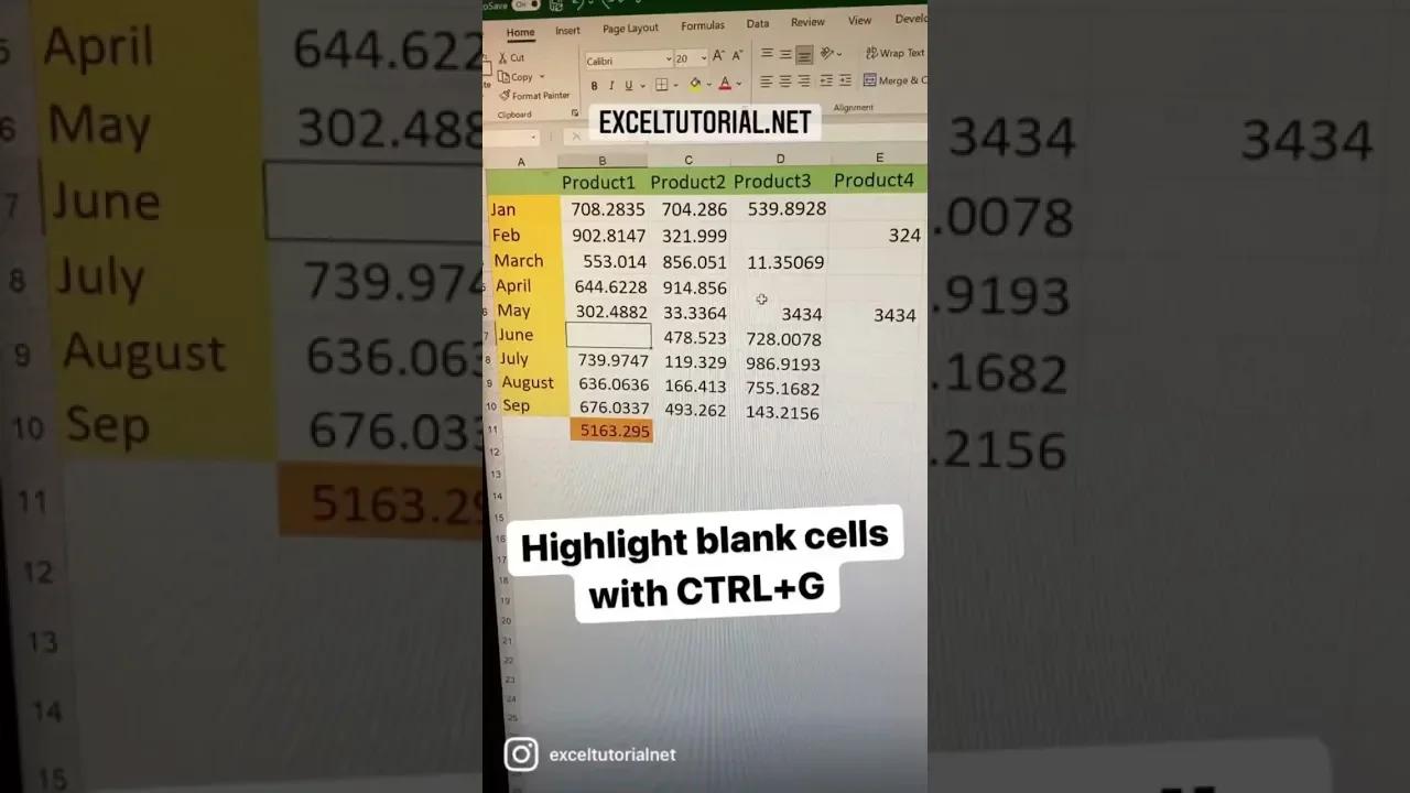 Highlight Blank Cells In Excel With Ctrlg Shorts 4380