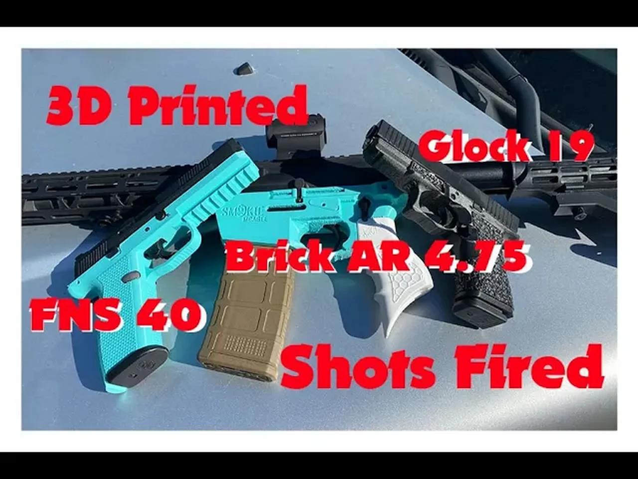 3D Printed Glock 19, FNS 40, AR 15 Brick 4.75 Range Day!!! First Shots