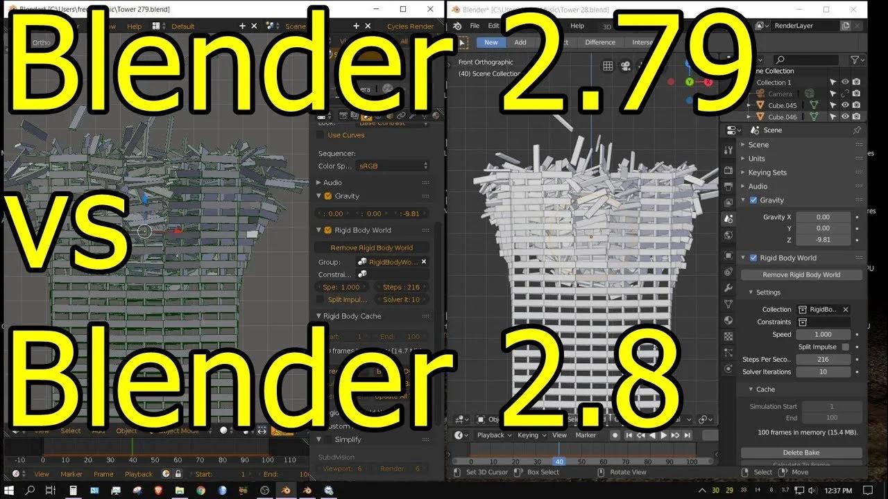 Rigid Body Baking Speed 2.79 vs 2.8 #Blender