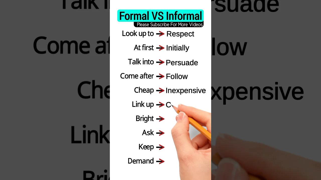 Learn Formal VS Informal English Vocabulary #english #esl #shorts