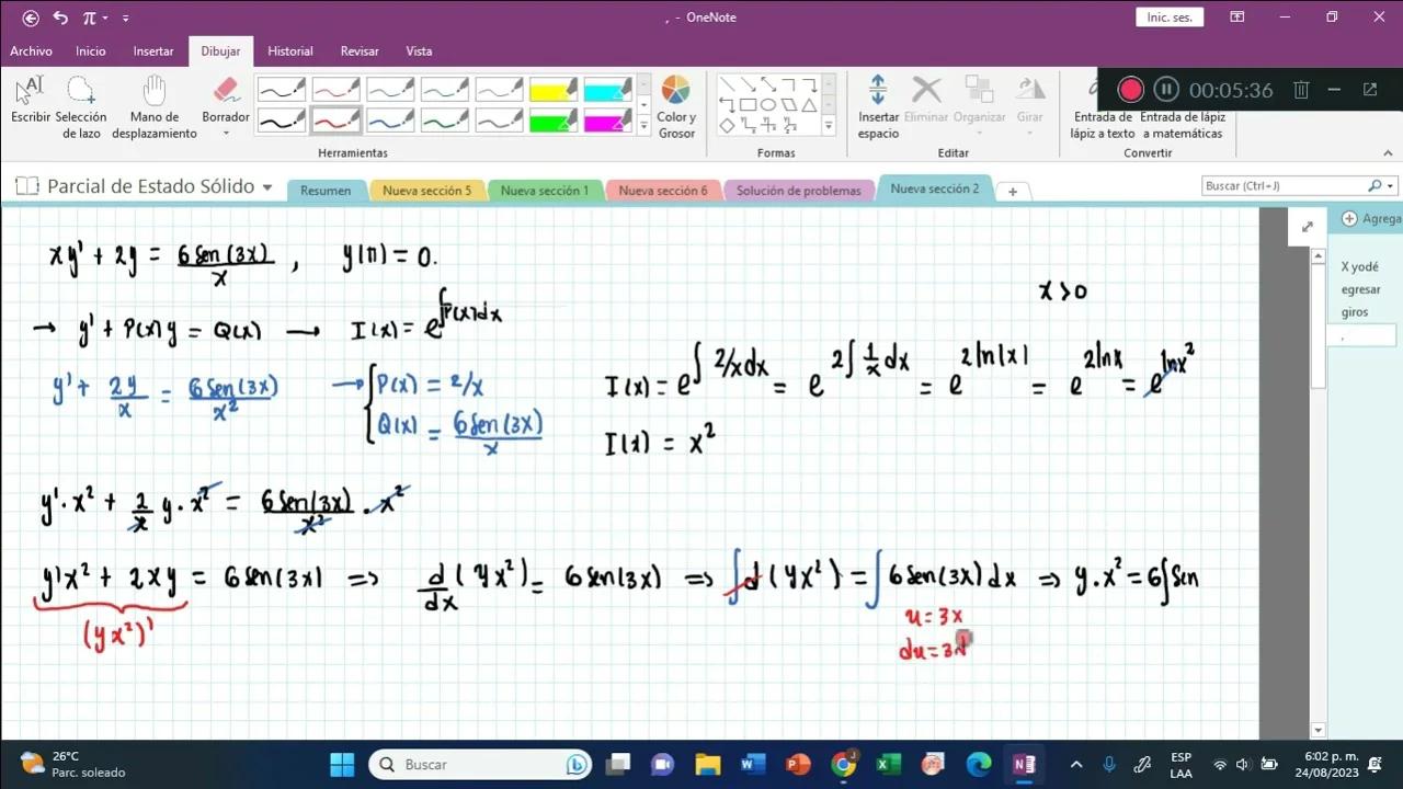 Solución de ecuaciones diferenciales por factor integrante #2