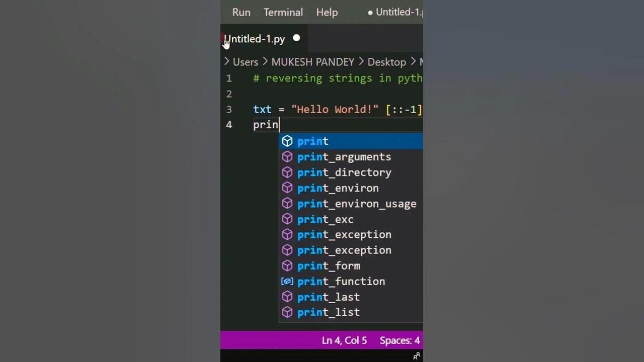 Reversing A String In Python | CyberwarriorsAP #shorts