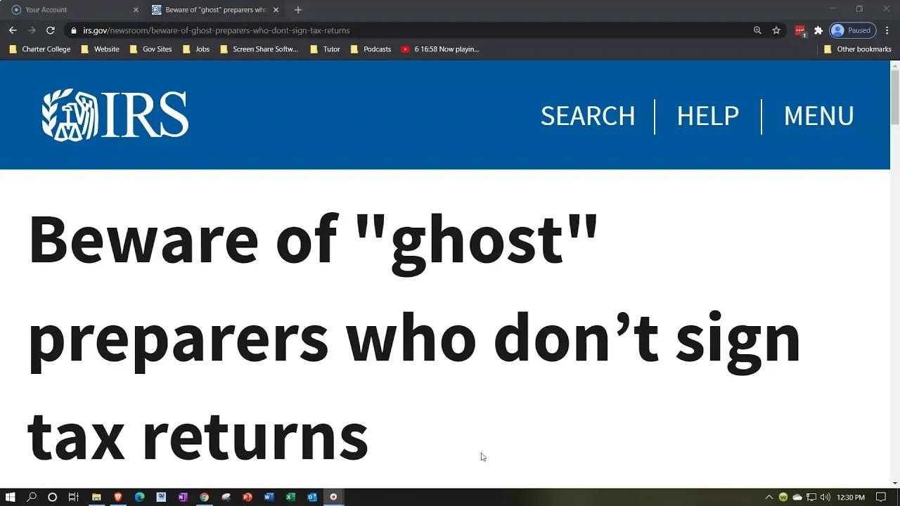 Irs News Beware Of Ghost Preparers Who Don T Sign Tax Returns