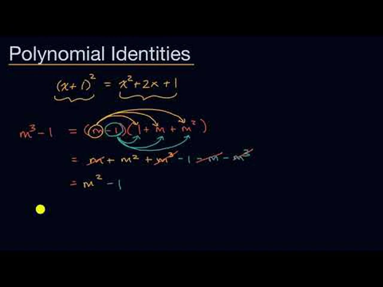 Polynomial identities to describe numerical relationships
