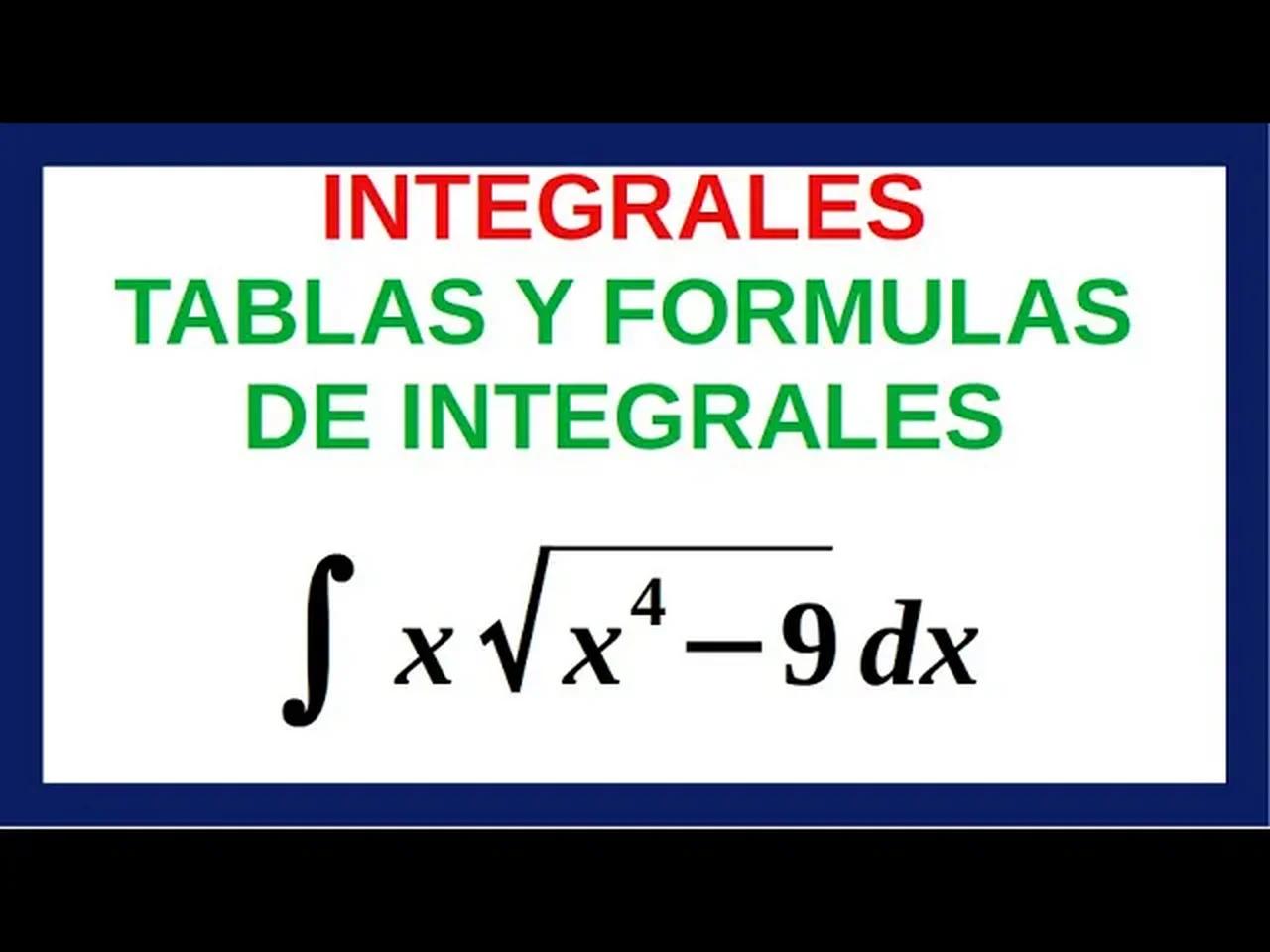 Tablas o formulas de integrales Ejemplo 3