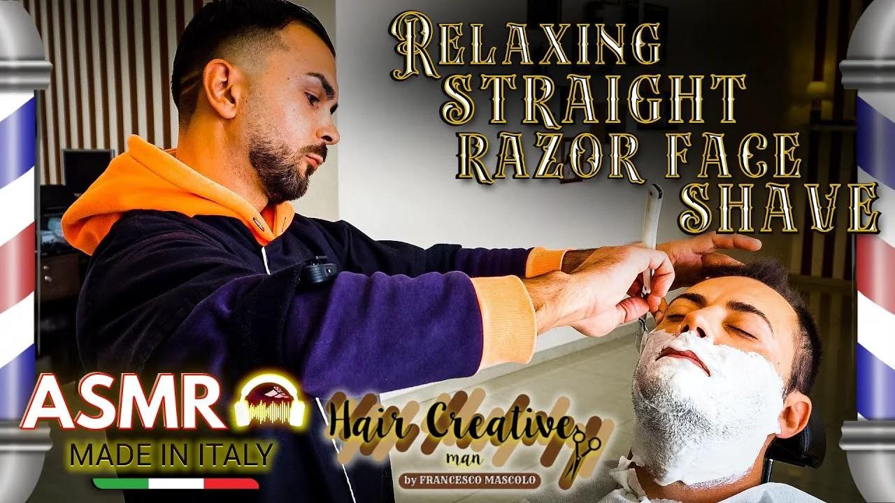 Relaxing straight razor face shave 💈ASMR Barber shop 💈