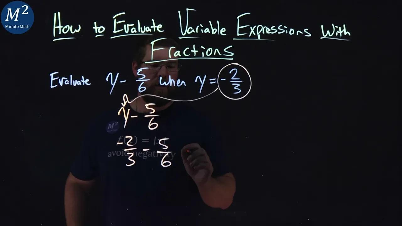 How to Evaluate Variable Expressions with Fractions | Evaluate y-5/6 ...