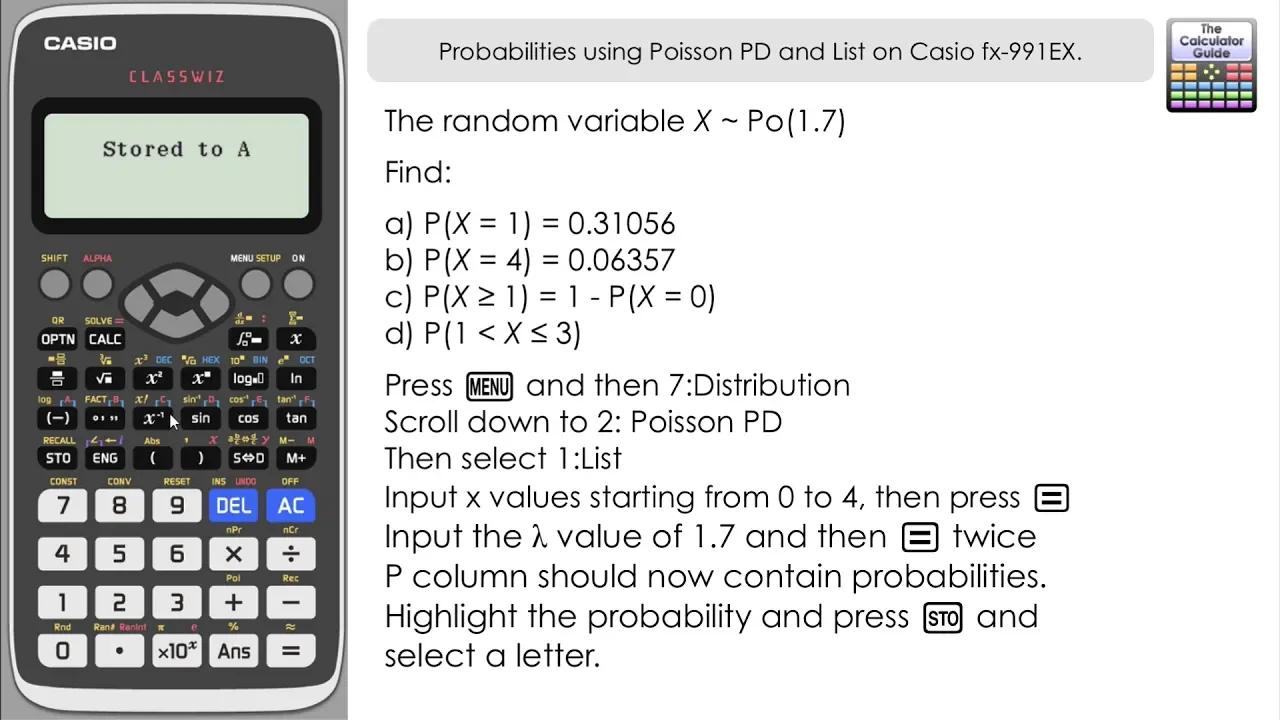 Poisson Probability Distribution (PDF) & List on Casio Classwiz fx-991EX fx-570EX