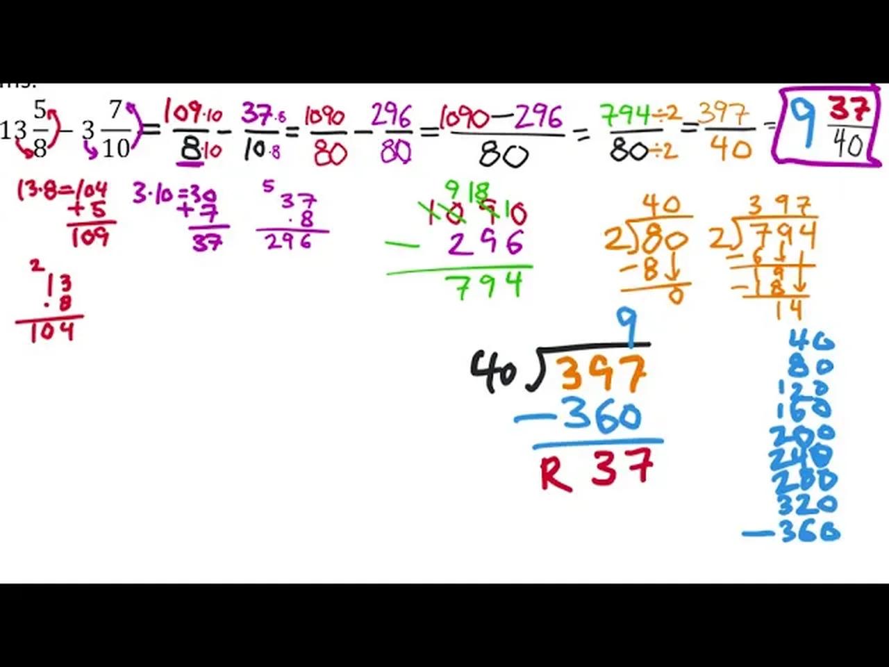 Subtract Mixed Numbers (MATH 900 Unit 5 Lesson 4)