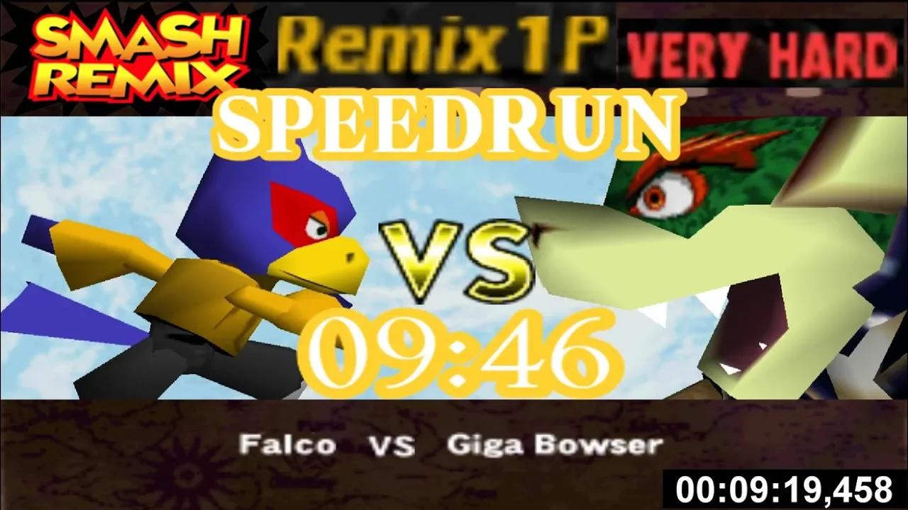 Smash Remix - Classic Mode Remix 1P Speedrun with Falco (Very Hard) in 09:46