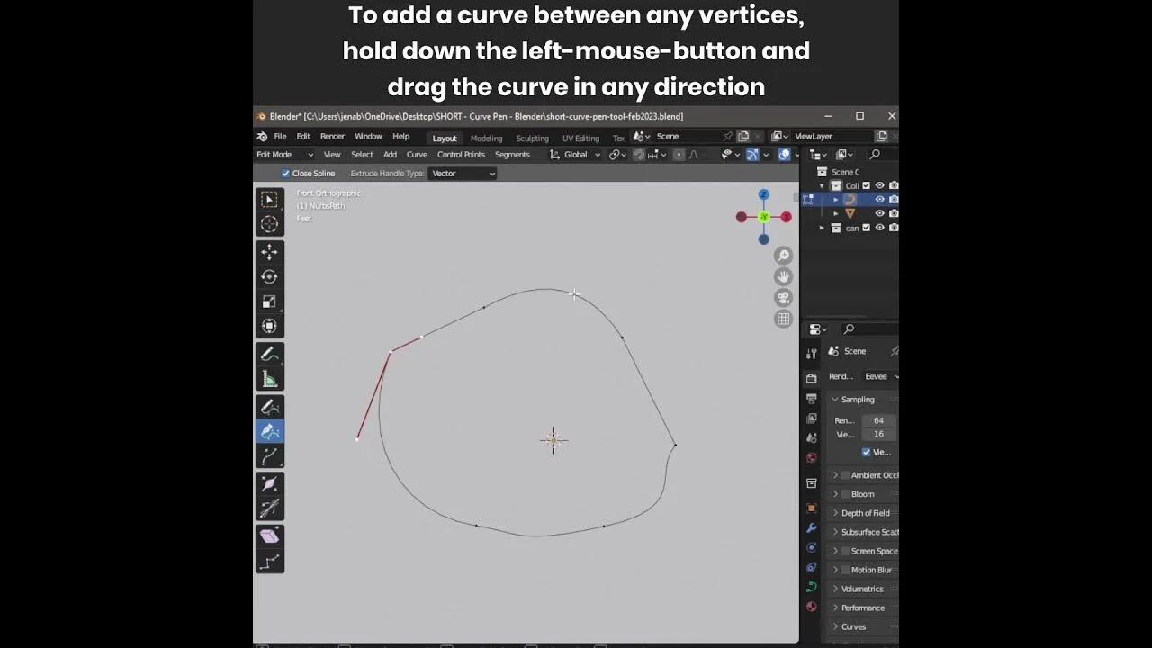 How to use the curve pen tool in Blender [3.4] | Blender Basics | #shorts