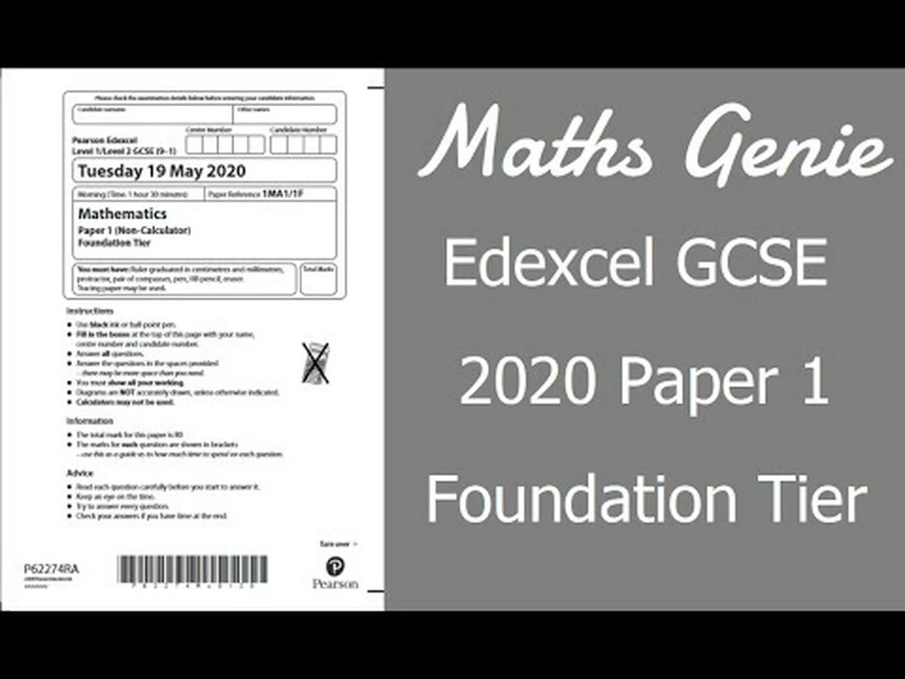 Edexcel GCSE Maths 2020 Foundation Exam Paper 1 Walkthrough