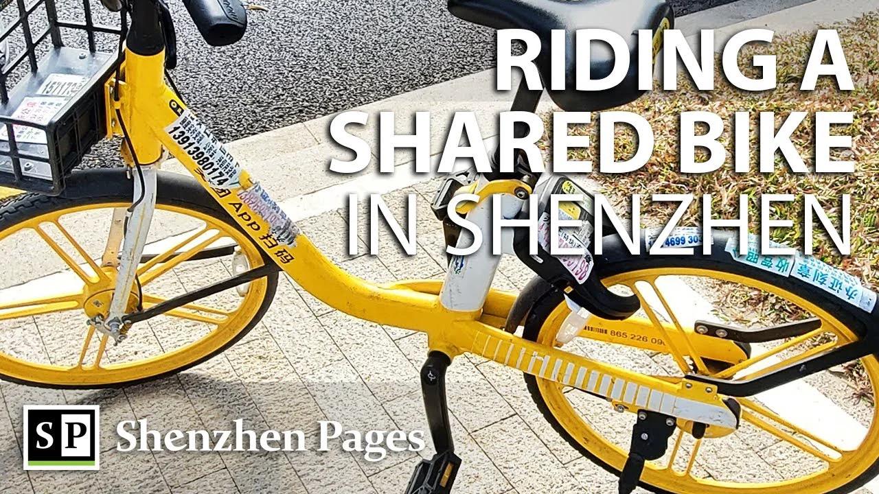 Riding a shared bike in Shenzhen