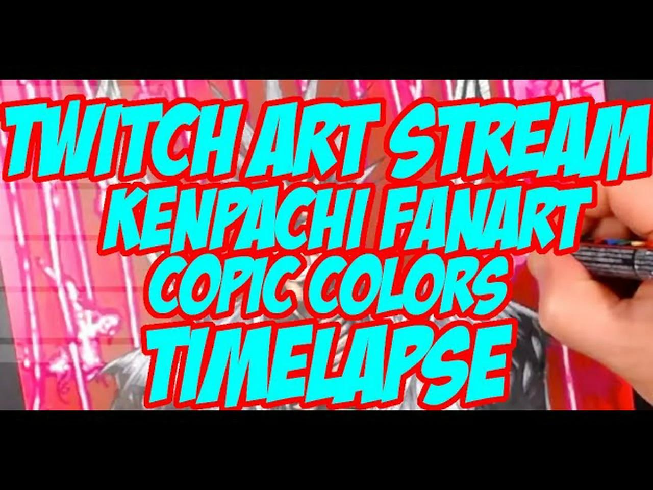 Twitch art stream Kenpachi from Bleach fan art Copic Colors timelapse