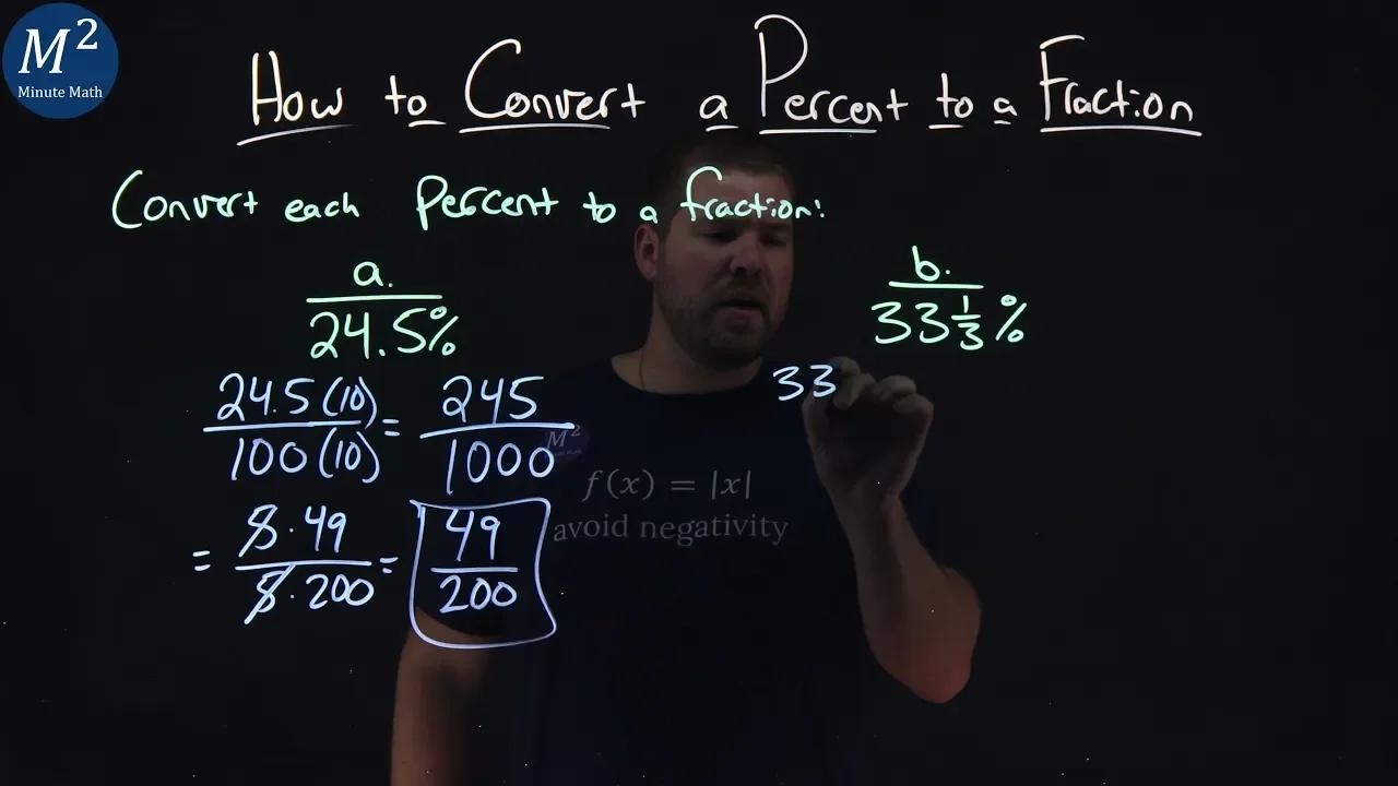 How to Convert a Percent to a Fraction | Part 2 of 2 | Convert 24.5% ...