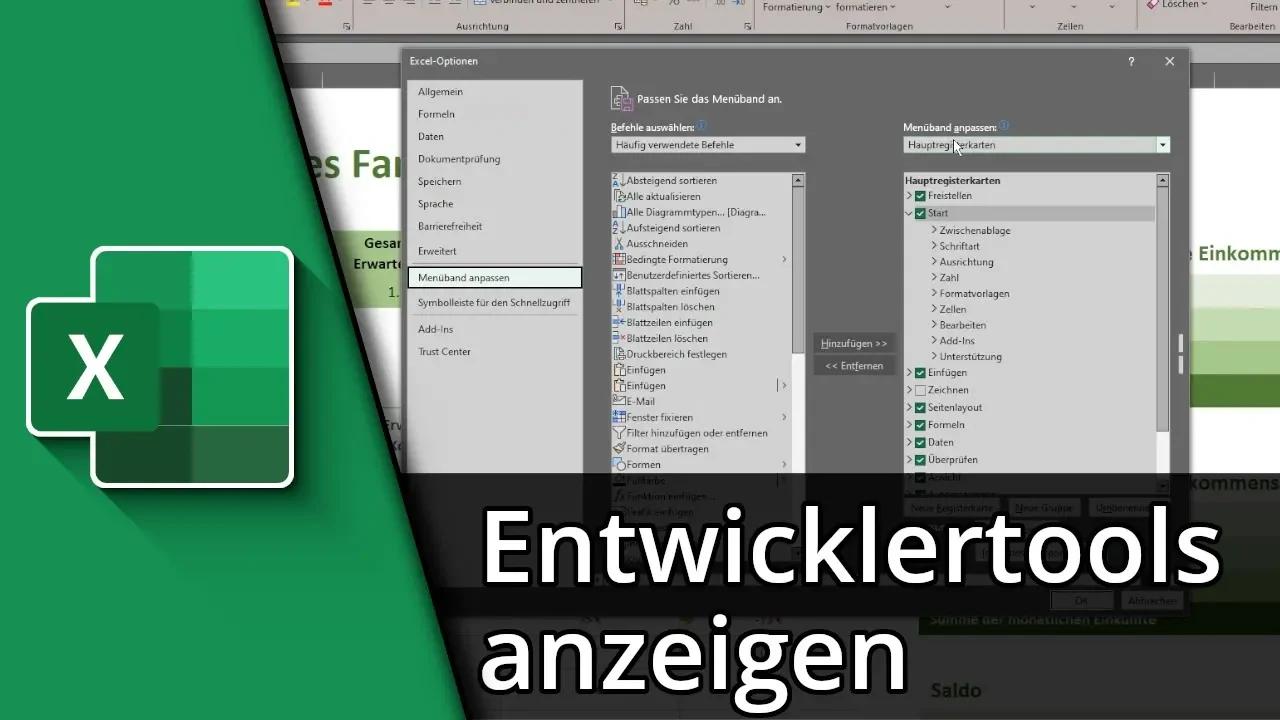 Excel Entwicklertools Anzeigen Excel Entwicklertools Aktivieren Tutorial