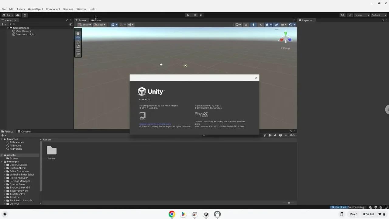 How to install Unity 2022.2.17 on a Chromebook