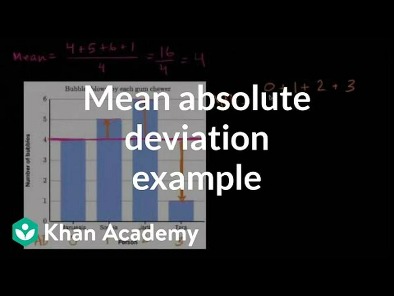 Mean absolute deviation example | Data and statistics | 6th grade ...