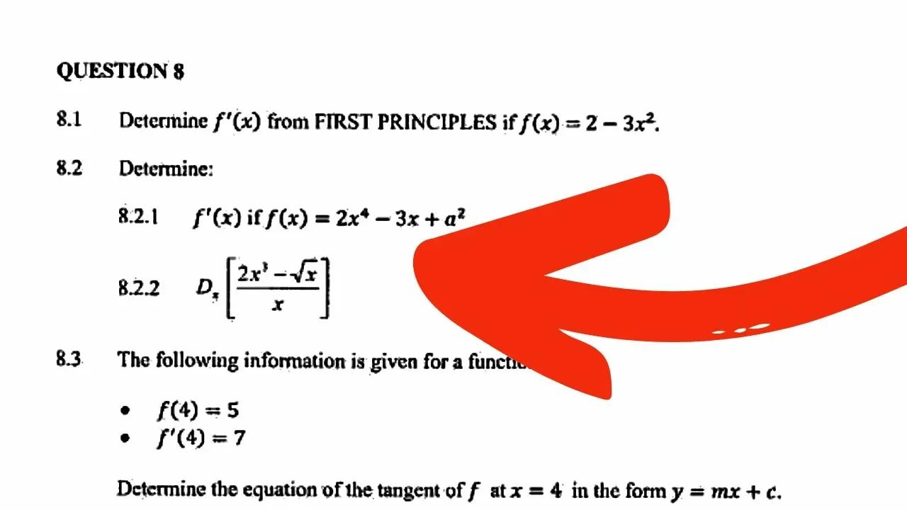 Calculus Grade 12 First Principles Derivation