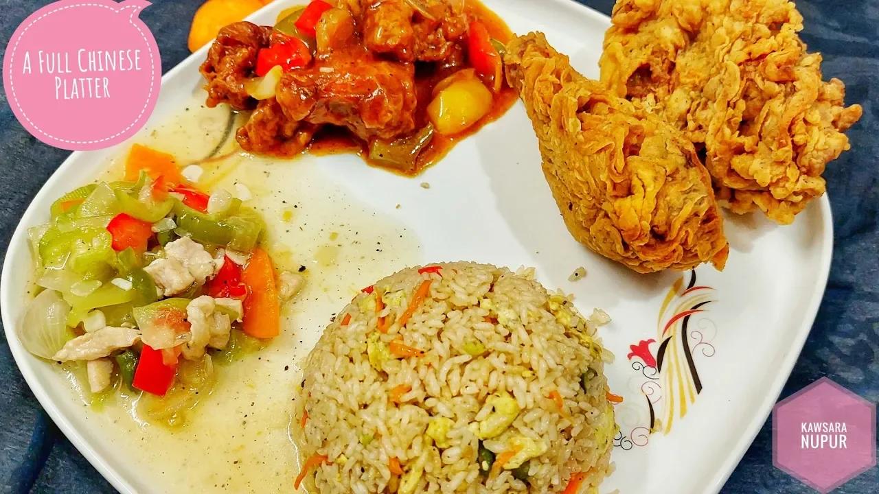 A Full Chinese Platter with Fried Rice,Chicken Fry,Chilli Chicken and ...