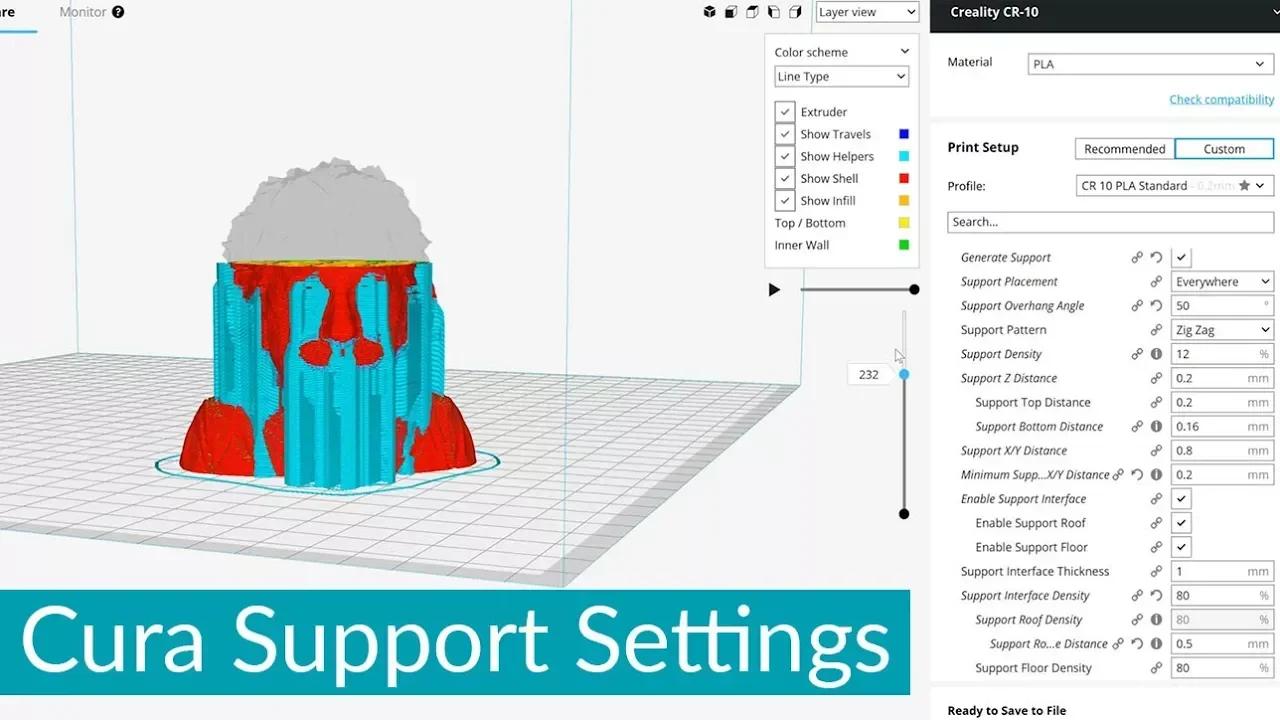 Cura Support Settings - PLA