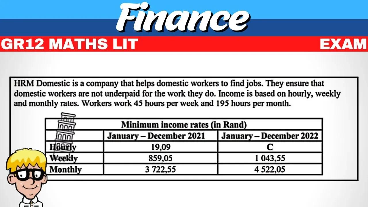 Grade 12 | Maths Lit Finance Exam Questions