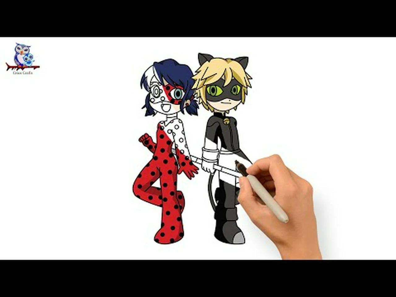 How To Draw Lady Bug and Cat Noir - Miraculous Tales