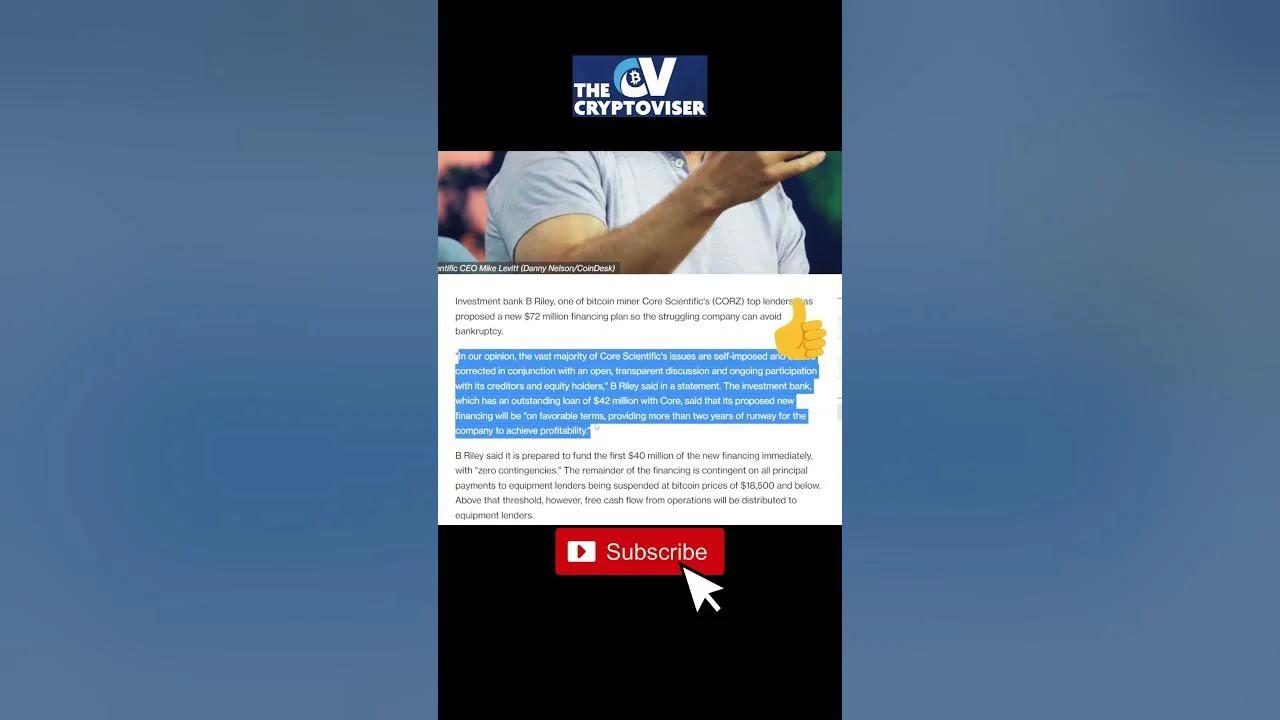 $72 MILLION BITCOIN BAILOUT, CORE SCIENTIFIC MINING