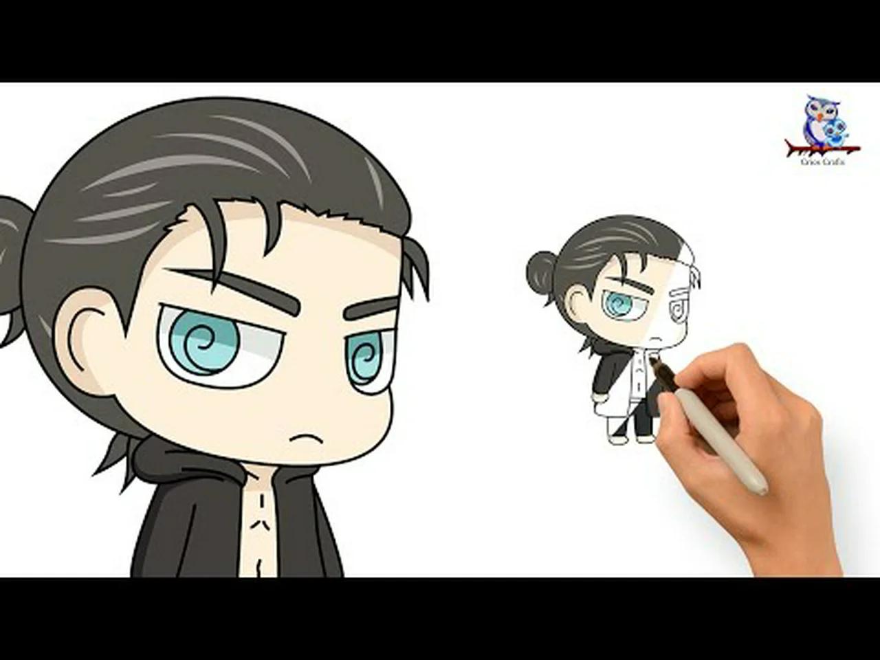 How To Draw Eren Yeager Attack On Titan - Chibi Art Tutorial