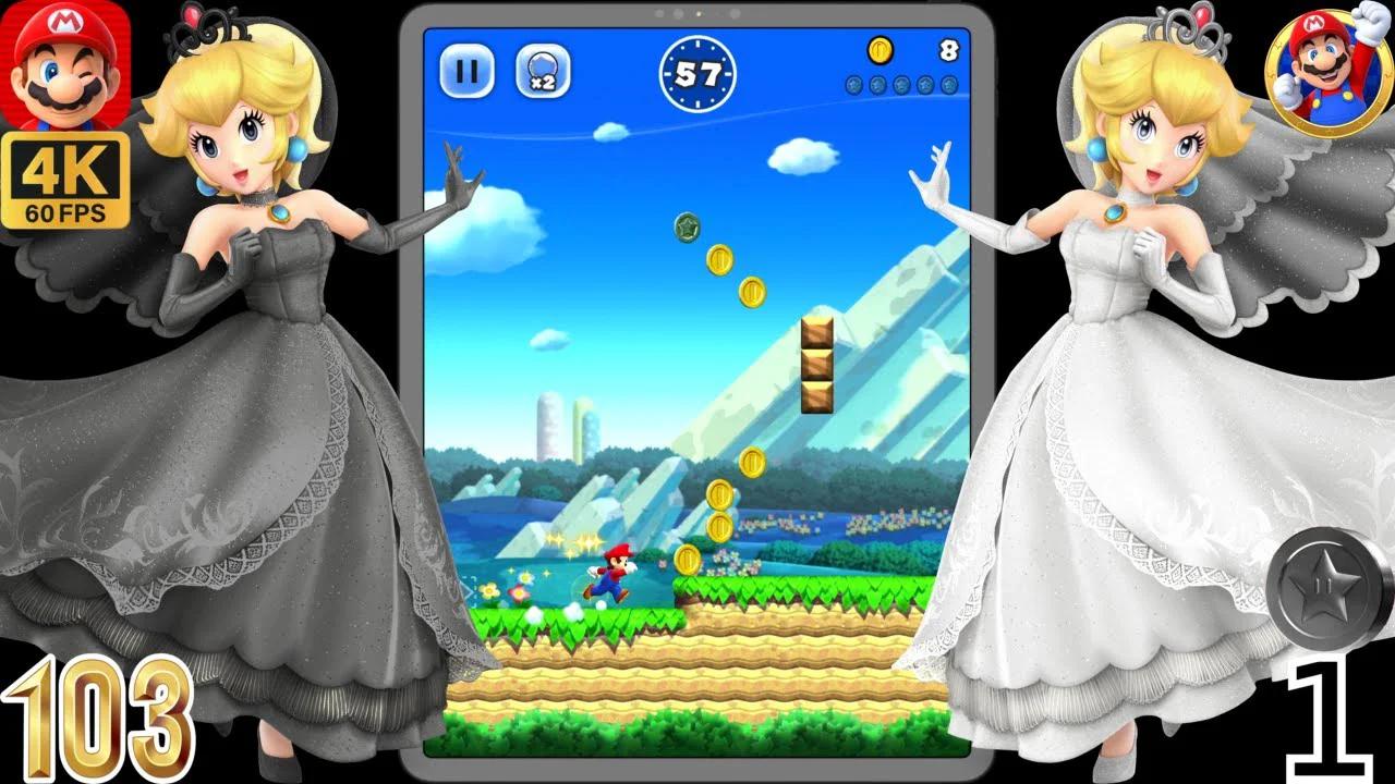 Super Mario Run - Mario - Black Coins - World 1 [4K60FPS]