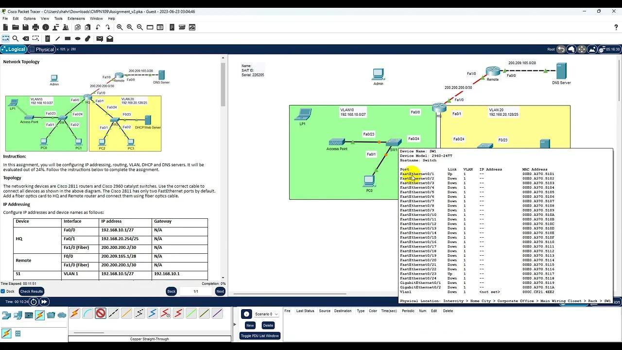 Packet Tracer Practice Problem Solution part 1