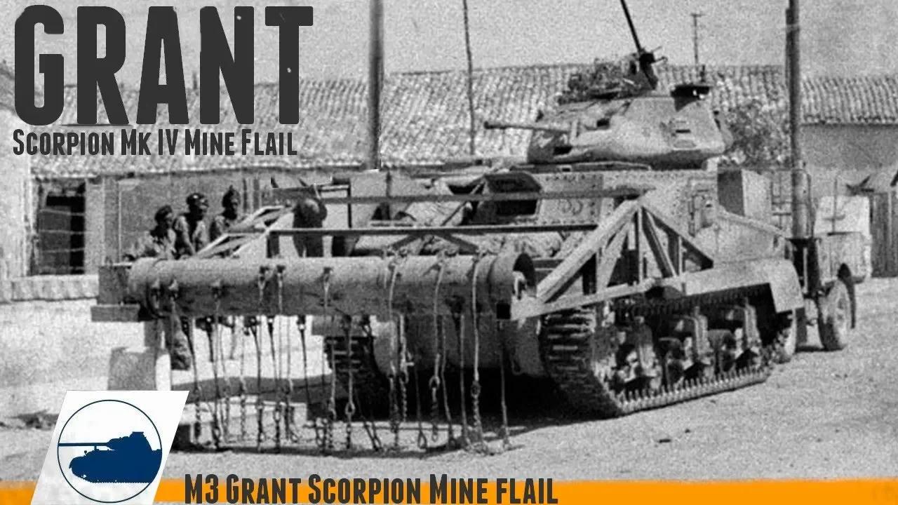 Rare WW2 Grant Scorpion Mk IV Mine flail - footage.
