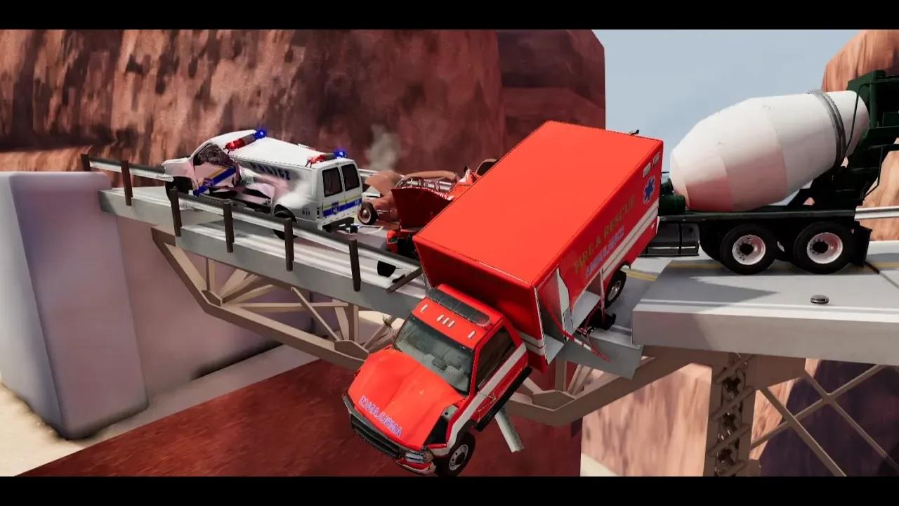 Collapsing Bridge Pileup Car Crashes #1 [BEAMNG DRIVE]