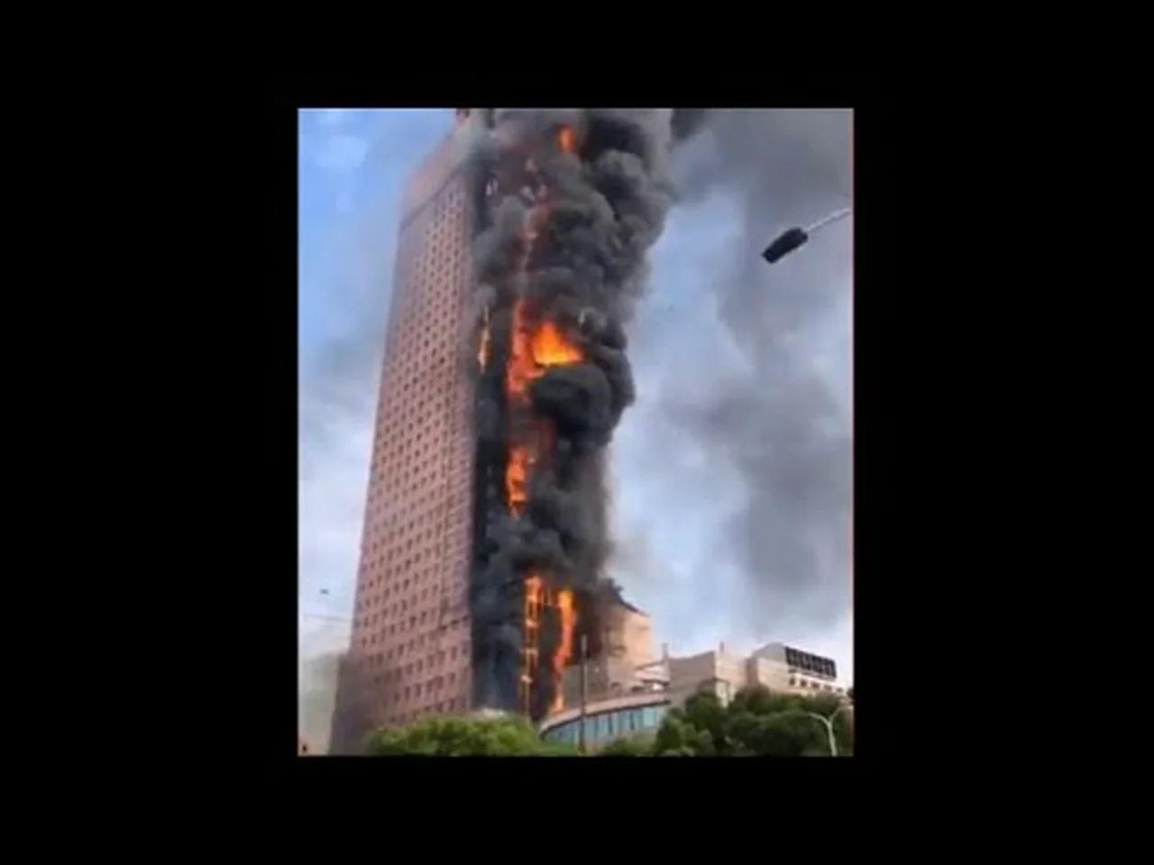 Massive fire at China sky scrapper belonging to Changsha Telecom