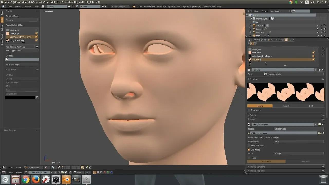 Blender: material piel humana 3: el mapa de textura parte 1