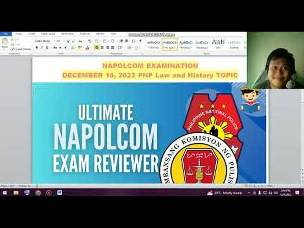 Napolcom Review (PNP LAW and PNP History) for December 10 ,2023 (12 items)