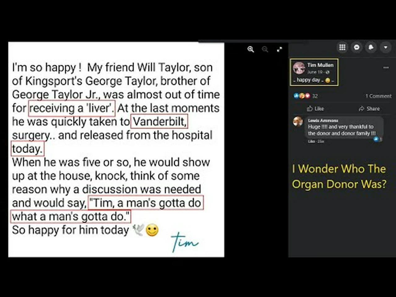 Tim Mullen June 19th Organ Donor Post - Tim Mullen Creepy Comments ...