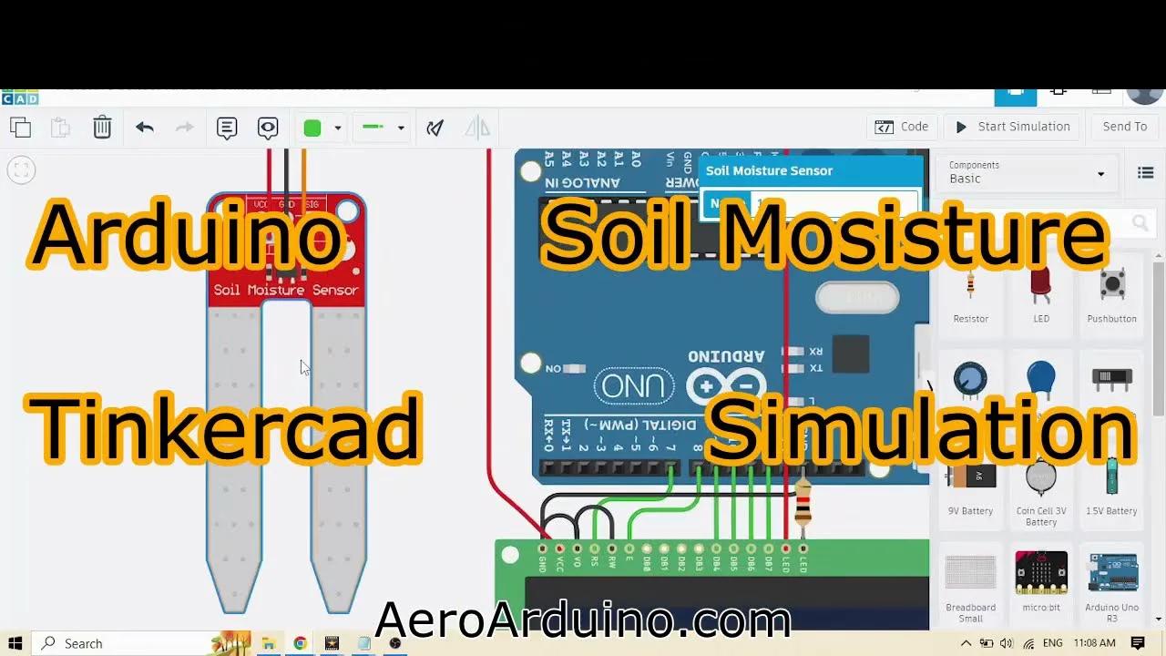 Learn How to Connect Arduino Soil Moisture Sensor - #Tinkercad Simulation - #AeroArduino