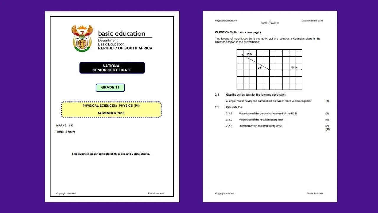 Vectors in Two Dimensions Grade 11 Physics Exam Question