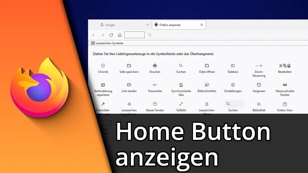 Firefox Home Button anzeigen | Firefox Haus Symbol verschwunden Tutorial