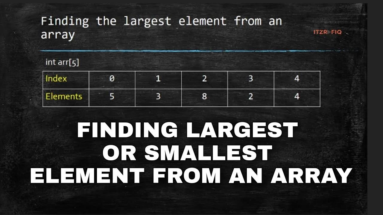 Finding largest or smallest elements from an array - Chapter 6 Part 3 Finding largest or smallest elements from an array - Chapter 6 Part 3