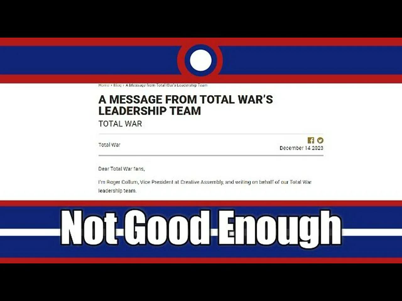 Why The Creative Assembly Apology Is Not Enough