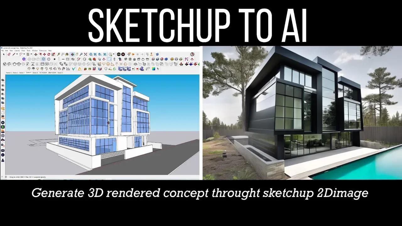 Sketchup model rendering using free AI / homeGPT / AI sketchup tutorial