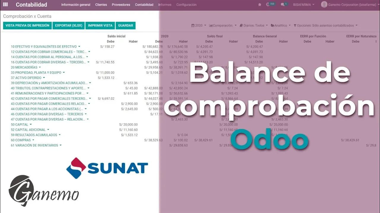 NUEVO Balance de comprobación 🙉 (Odoo 14 y Odoo 13) SUNAT