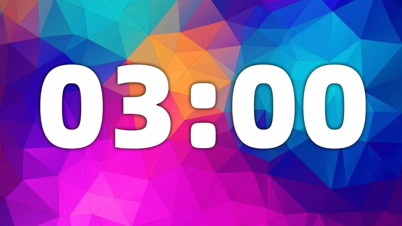 3 Minute Countdown Timer With Ticking Sound & Alarm Clock.