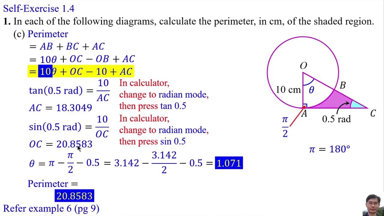 #KSSM #ADDMATH FORM 5 Circular Measure Arc Length of a Circle Example 6 ...
