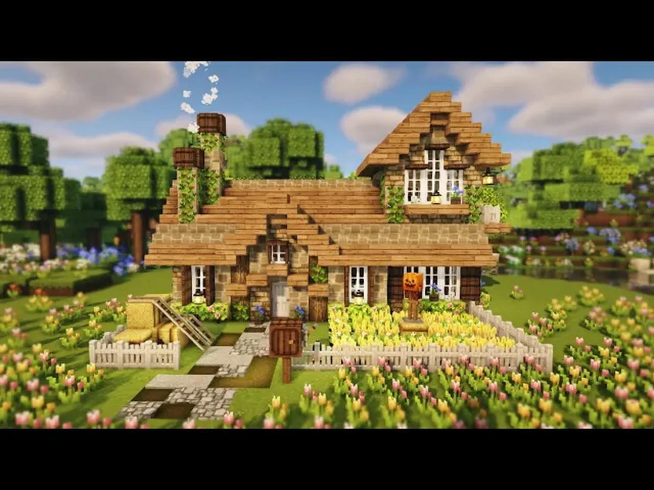 Minecraft Tutorial: How to Build a Aesthetic Rural Farmhouse